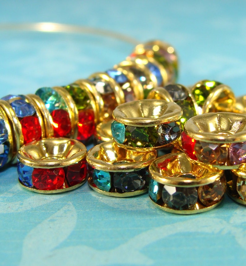 Rhinestone Disc Spacer Beads 8mm 30 Pcs Multi Colored Assorted | Etsy