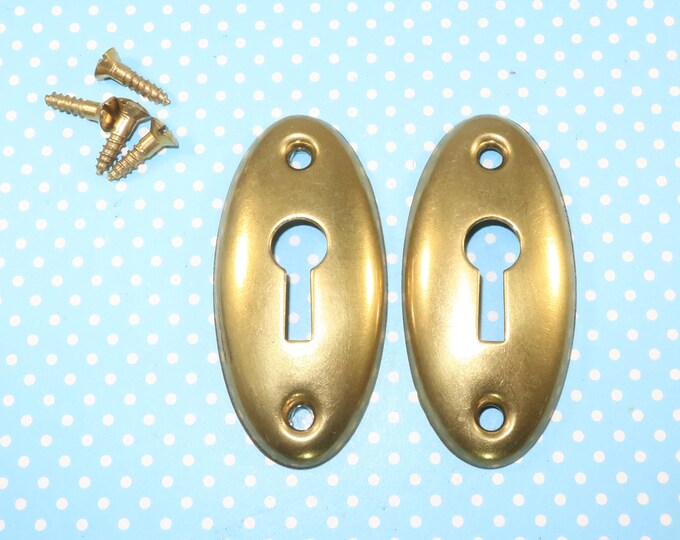 Vintage Oval Brass Keyhole Covers With Screws YOU CHOOSE Qty 2 or 8 ...