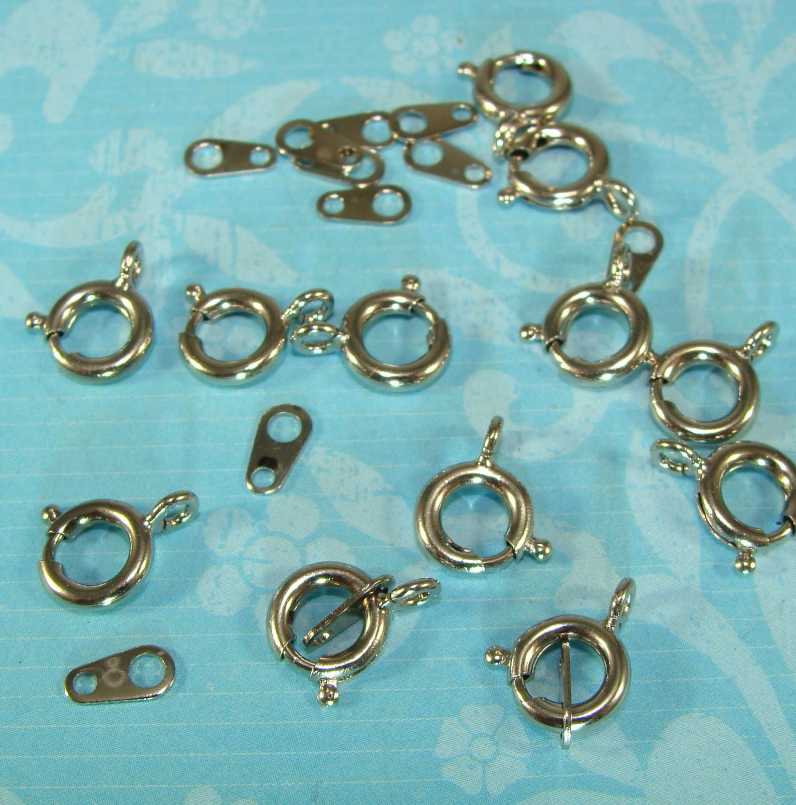 20 Spring Clasps With Tab Silver 7mm X 10mm Round Closure With 6mm 2 ...