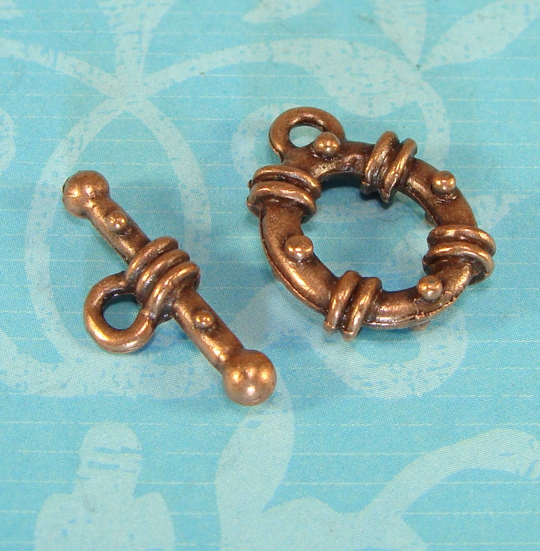 20 Copper Toggle Sets Copper Plated Pewter Single Strand Loop & Bar ...