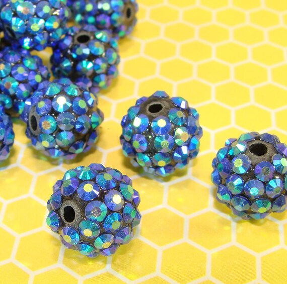 16 Blue Rhinestone Beads 14mm Sapphire Blue 42335 Iridescent | Etsy