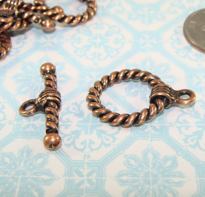 4 Toggle Sets Twisted Rope Copper Plated Pewter Loop and Bar | Etsy
