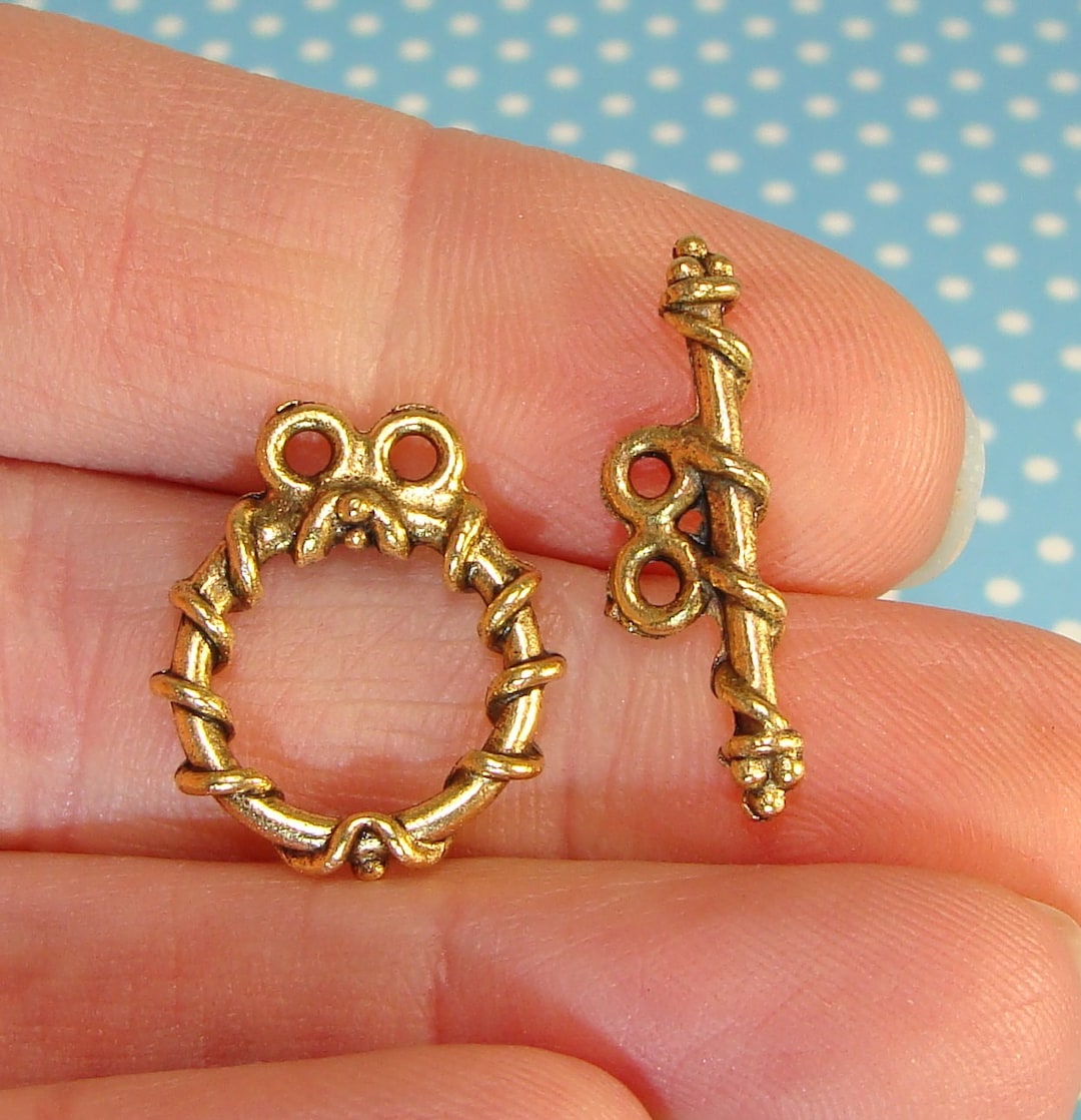 3 Wire Wrapped Toggle Sets Double Strand Gold Plated Pewter USA Made ...