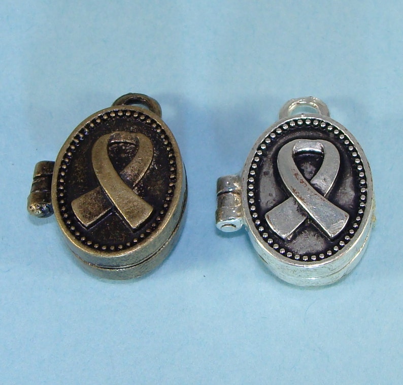 Awareness Ribbon Locket Prayer Box Charm Pendant Bronze - Etsy