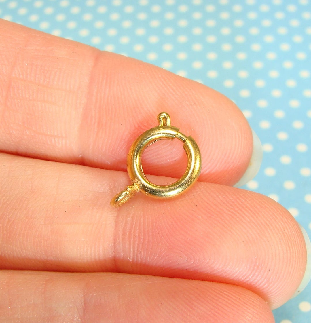 15 Spring Clasps - Gold 9mm X 12mm Round Open Spring Closure Bulk ...