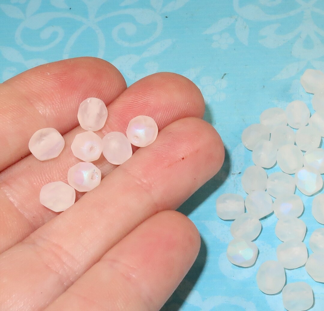 200 Opaque White Crystal AB 6mm Round Fire Polish Beads Milky White ...