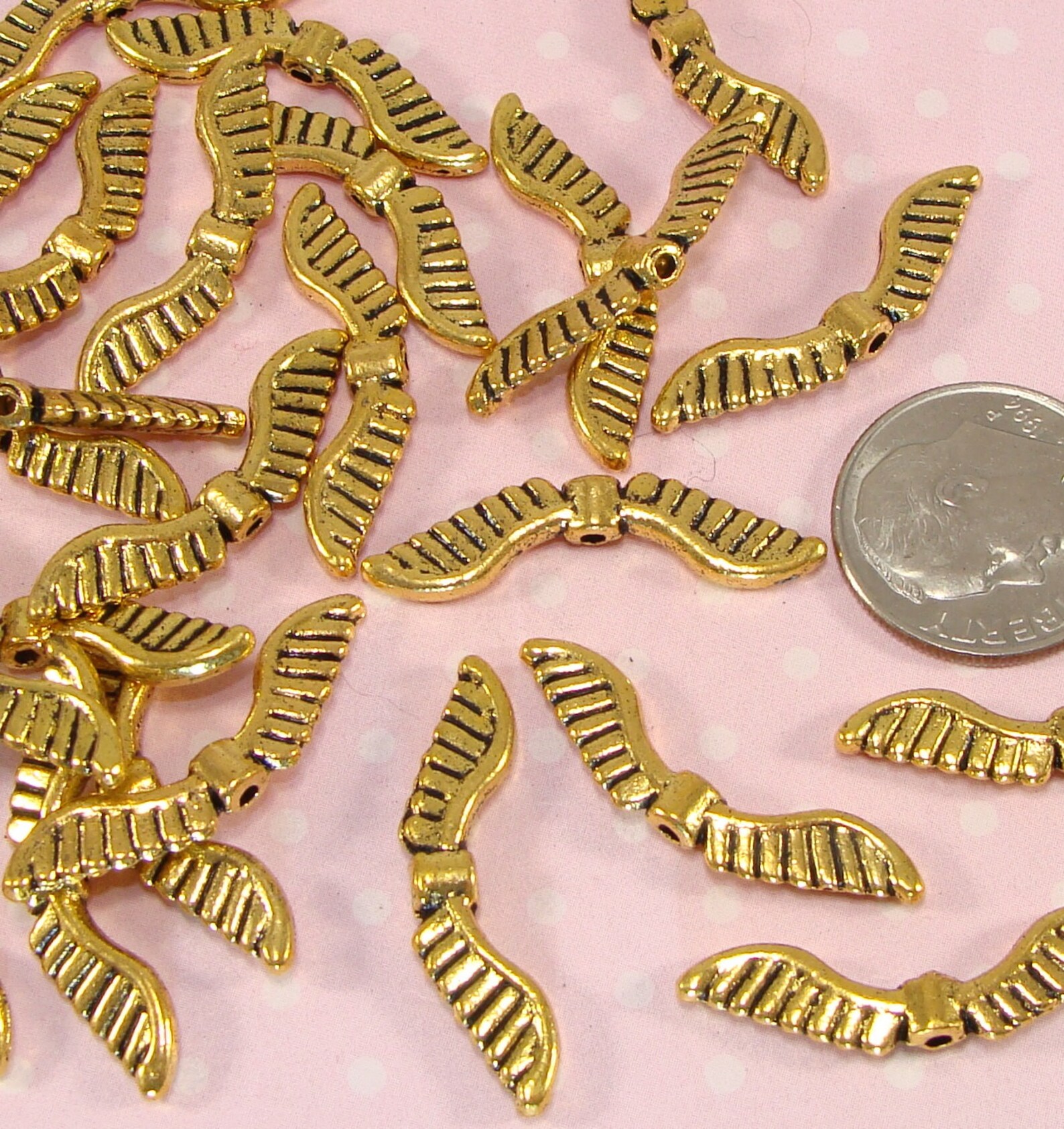 20 Wing Beads Gold 27mm Hawk 41110 Bulk Beads Charms Angel | Etsy