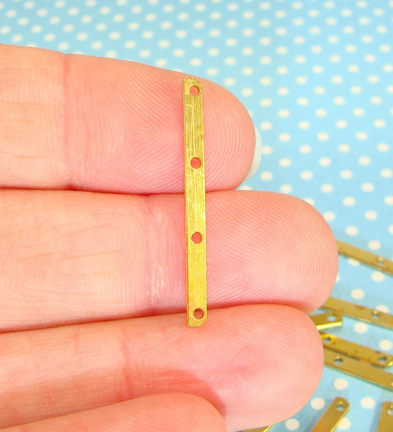 12 Gold Separator Bars 4 Hole Multi Strand Divider Row Connector 27mm X ...