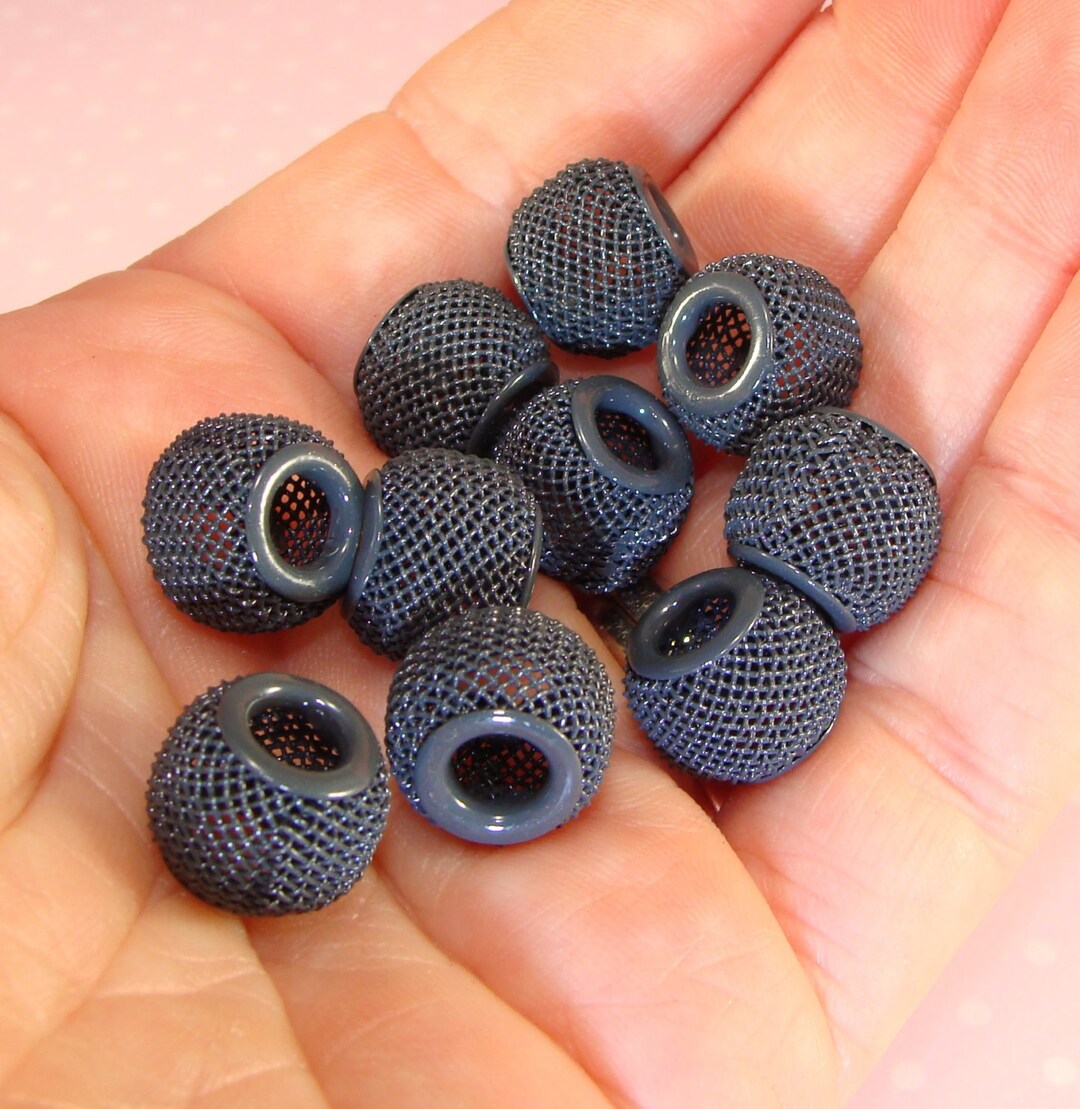 12 Grey Mesh Beads Gunmetal 12mm Beads (42731DARK) Dark Gray Metal ...