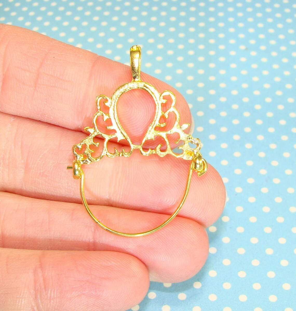 4 Fancy Scroll Charm Holders Gold Finish (17627) Vintage Filigree Style ...
