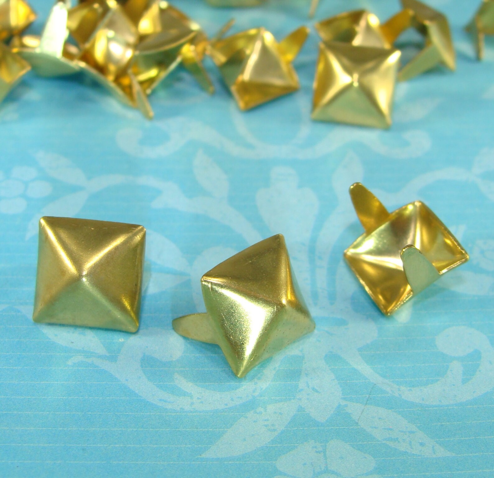 48 PYRAMID Studs 3/8 Gold 46811 Brass Metal USA Made | Etsy