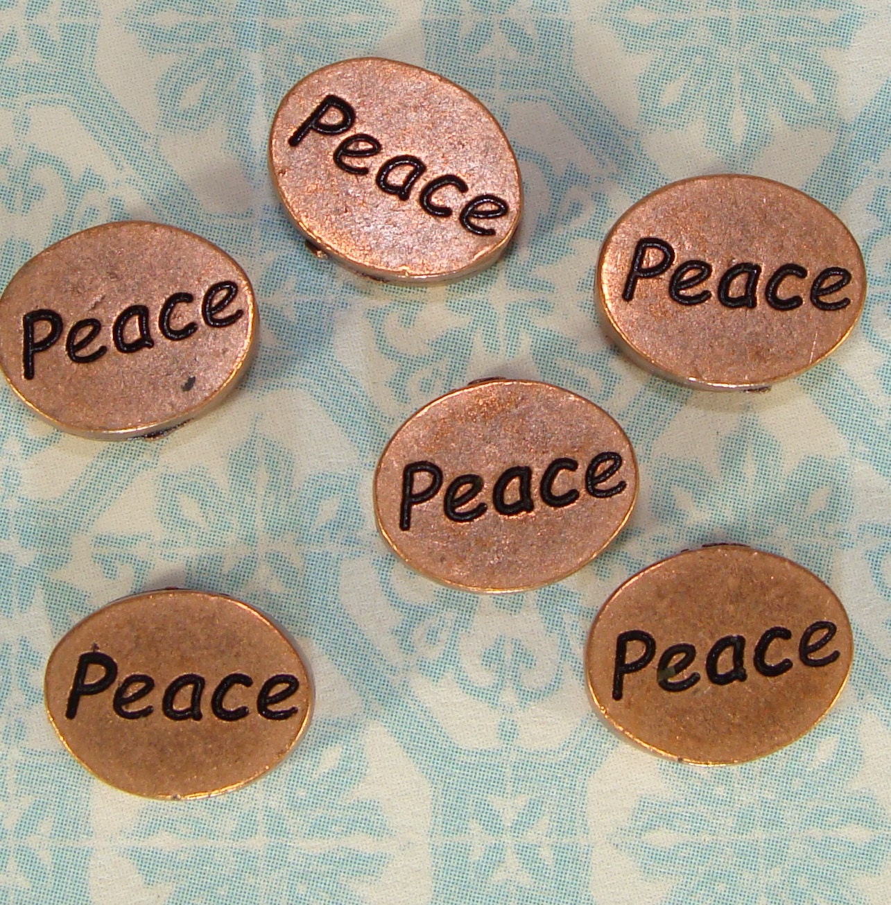 5 PEACE Beads Copper Plated Oval Inspirational Word Charms for - Etsy