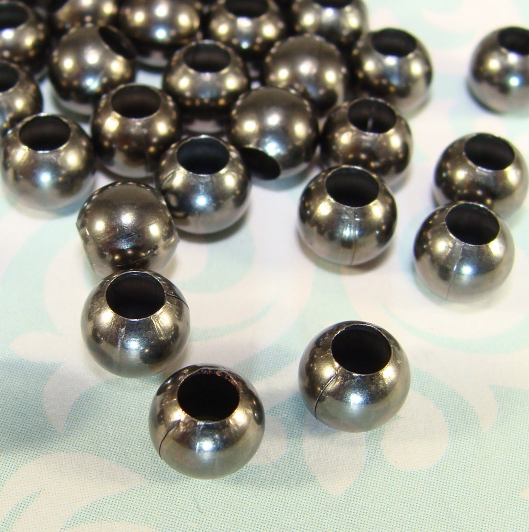6mm Gunmetal Beads 48 Pieces Small Round Metal Spacer USA MADE Steel ...