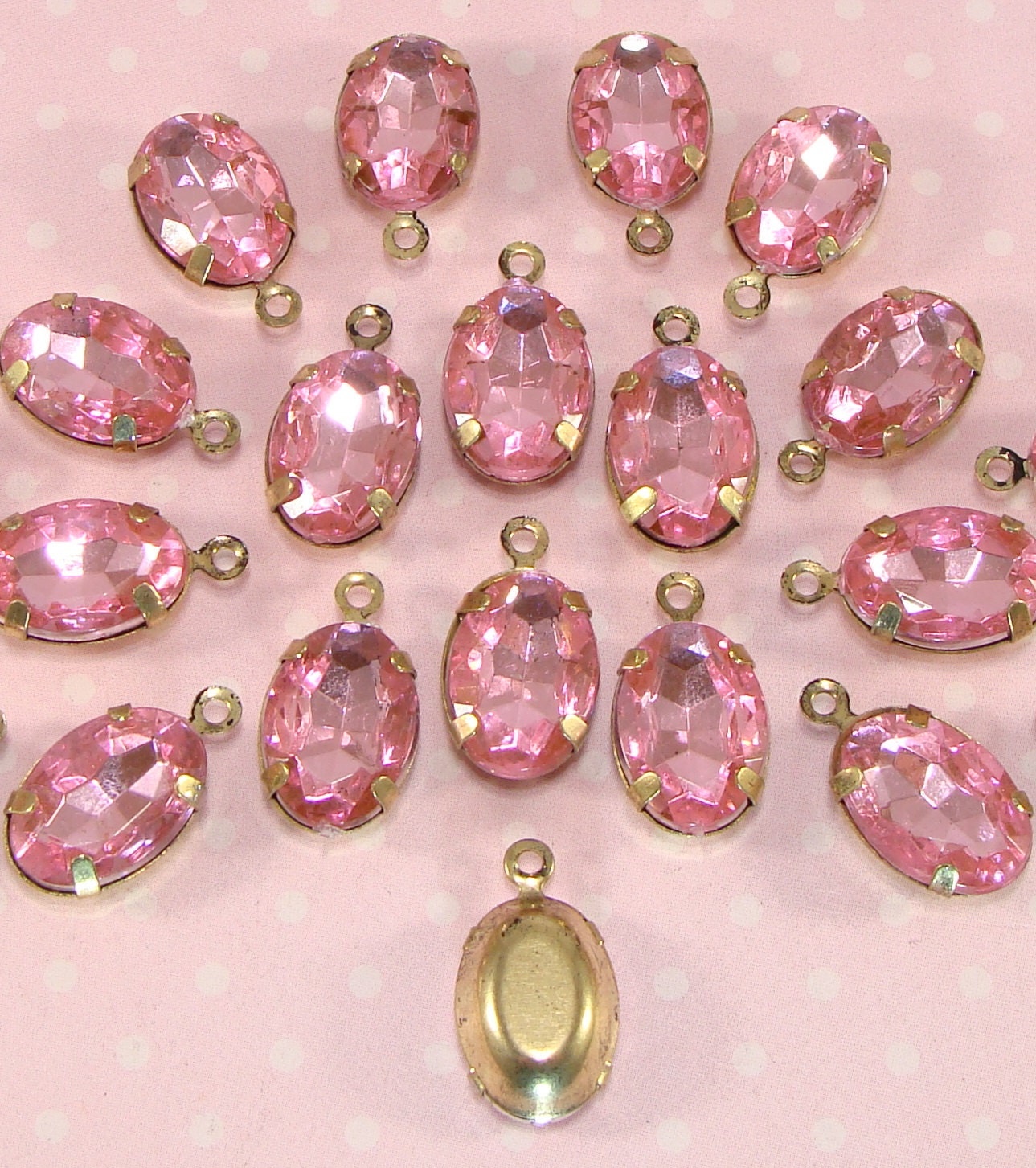 12 Pink Rhinestone Charms Resin Crystal Set Stones 14mm X 10mm - Etsy