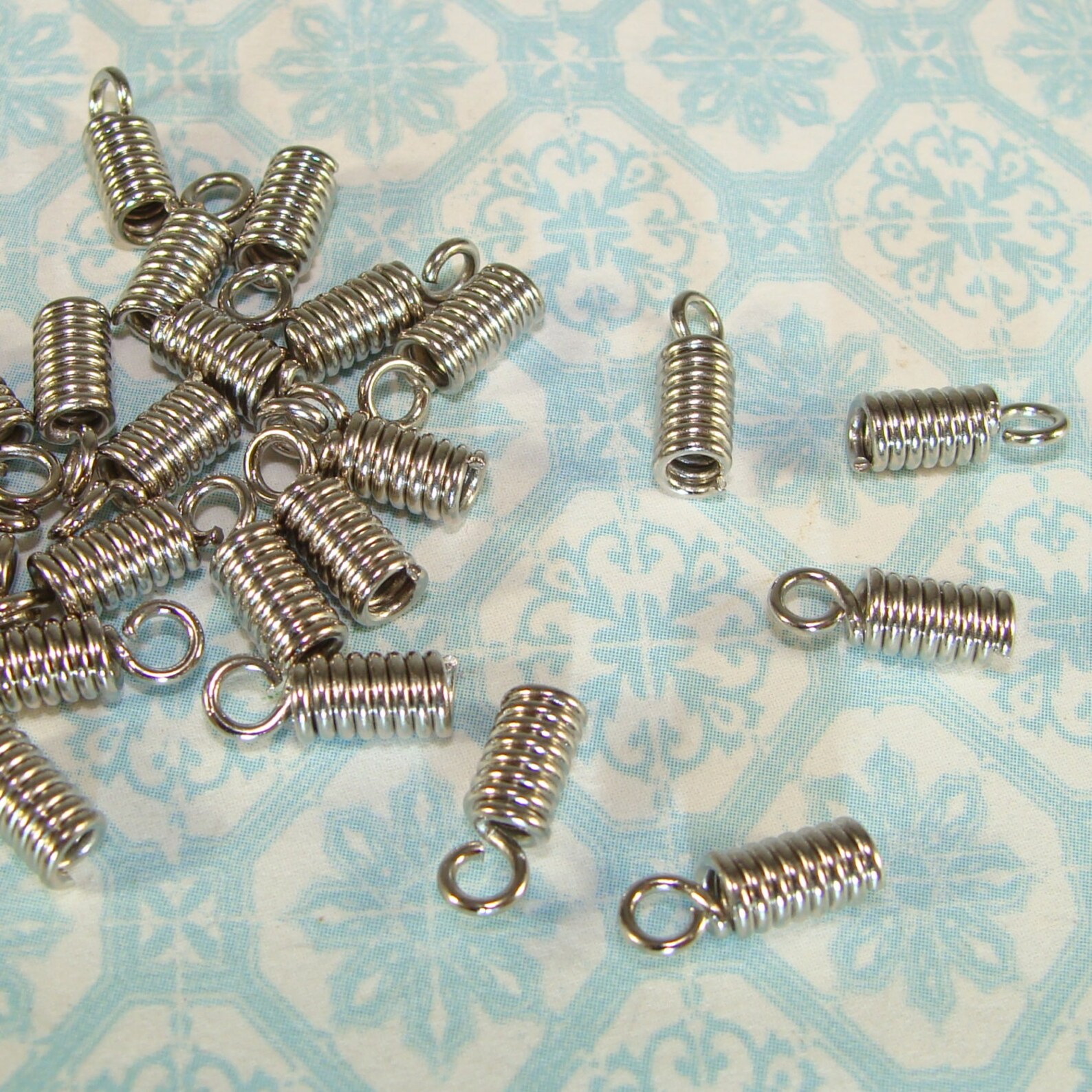 24 Silver Spring Coil Crimp Ends Cord Tip Fastener Clasp 2mm | Etsy