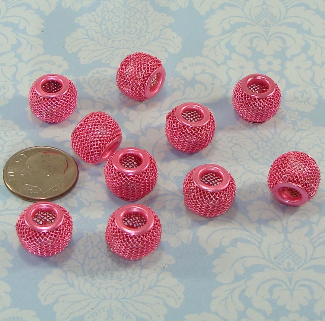 12 PINK Mesh Beads 12mm 42733 Large Hole Jewelry Supplies - Etsy