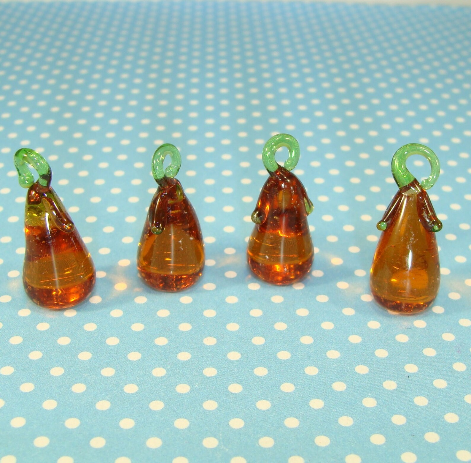 6 Glass Pear Charms Handmade Amber Brown Pears 3D Chunky Wine Charm ...