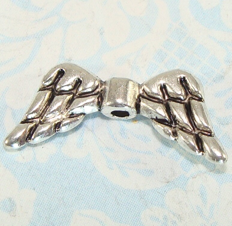 18 Angel Wing Beads 20mm Silver 41162 Large Fairy Wing - Etsy