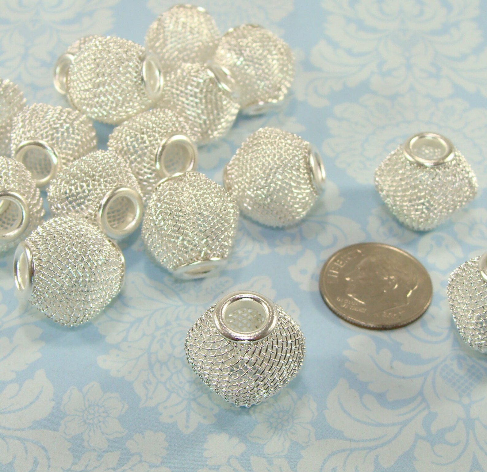 16mm SQUARE Mesh Beads Silver 10 Pieces (42750) Silver Mesh Jewelry ...