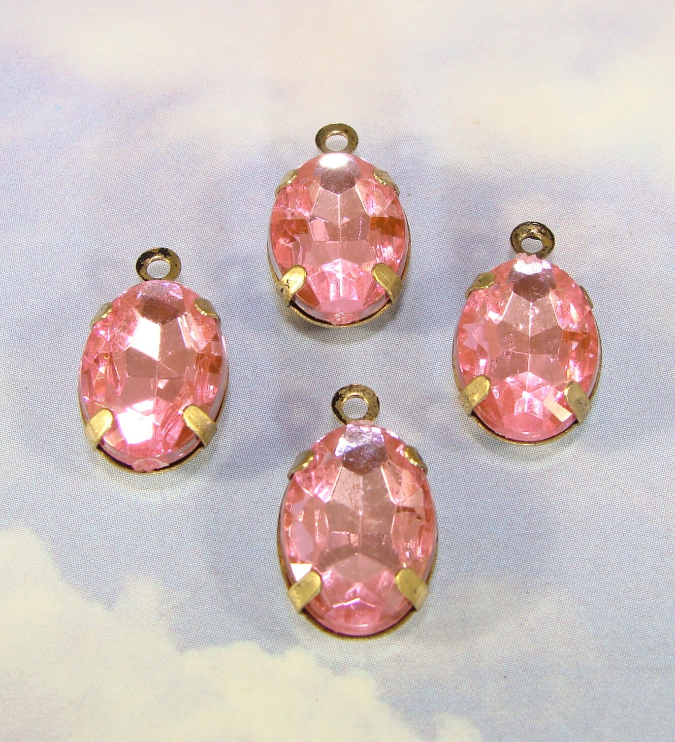 12 Pink Rhinestone Charms Resin Crystal Set Stones 14mm X 10mm - Etsy