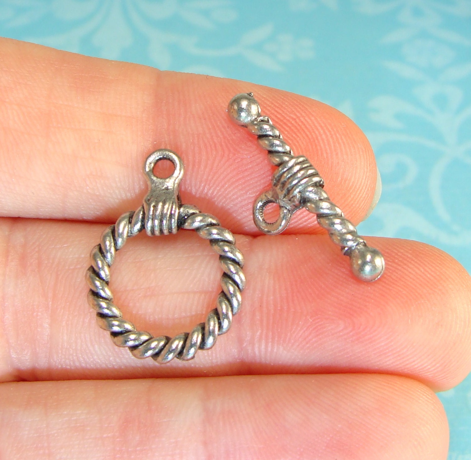 4 Rope Toggle Sets Silver Plated Pewter Twisted Single Strand | Etsy