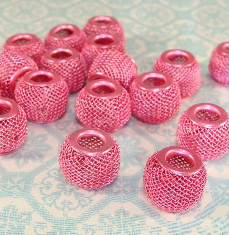 12 PINK Mesh Beads 12mm 42733 Large Hole Jewelry Supplies - Etsy