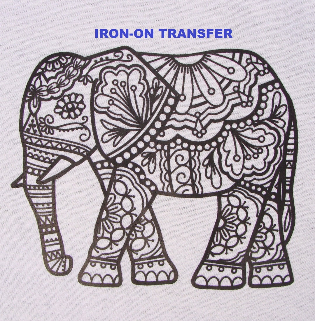 4 Elephant TRANSFERS Iron on Heat Press DIY for T Shirts Totes Adult ...