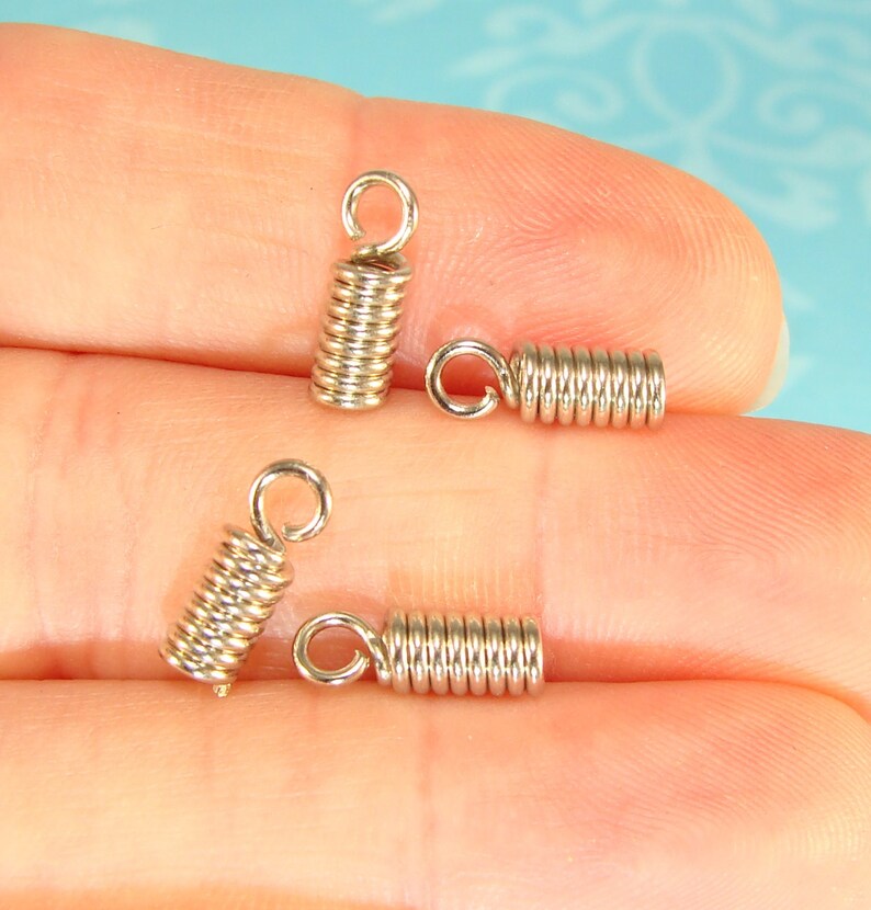 24 Silver Spring Coil Crimp Ends Cord Tip Fastener Clasp 2mm | Etsy