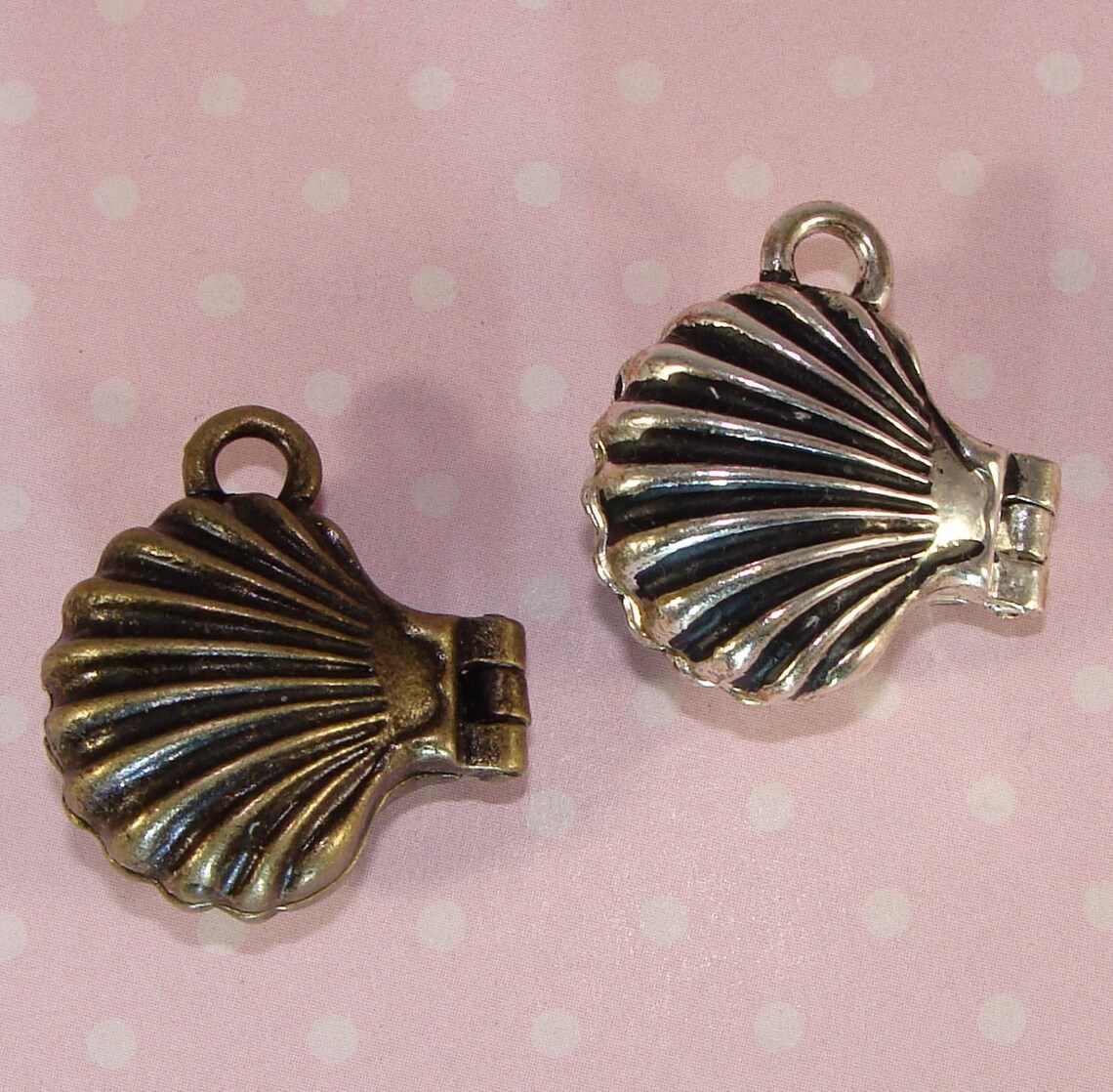 Sea Shell Locket Charm Prayer Box Secret Keeper Silver (BG2028) Oyster ...