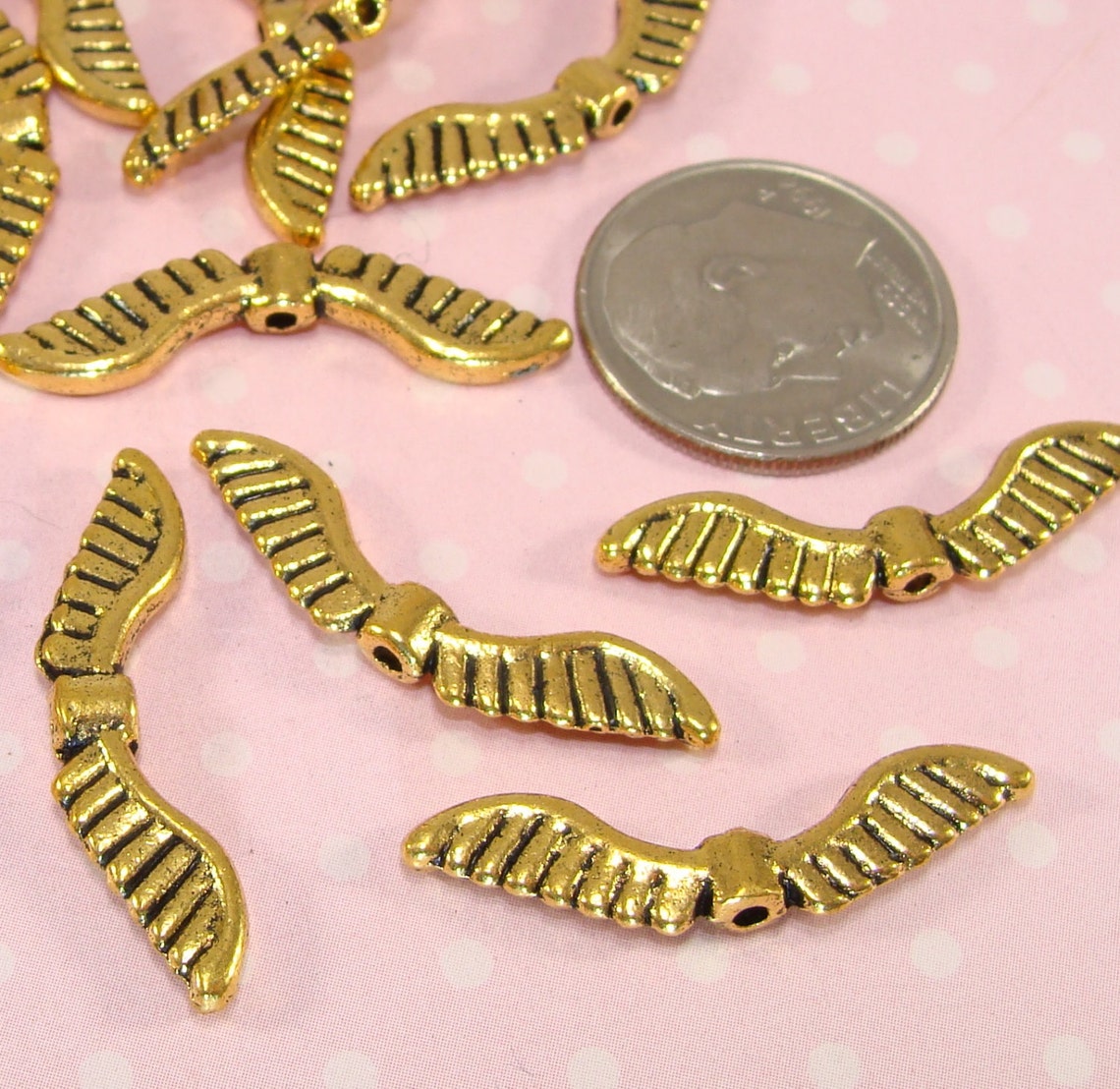 20 Wing Beads Gold 27mm Hawk 41110 Bulk Beads Charms Angel | Etsy