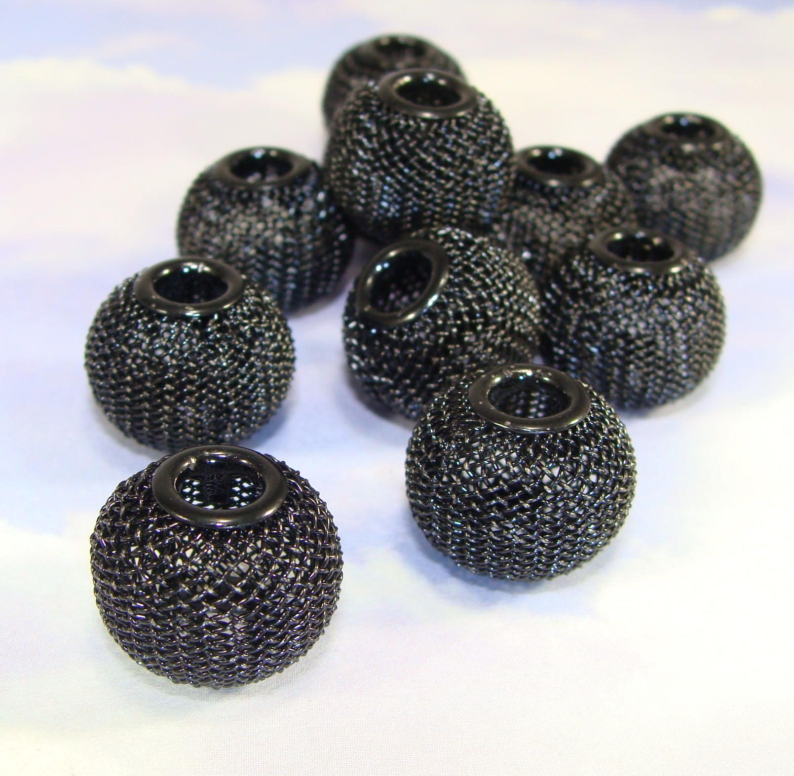 16mm Black Mesh Beads 10 Pieces 42727 Bulk Jewery Supplies | Etsy