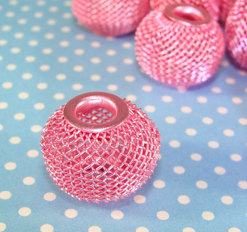 10 Pink Mesh Beads 16mm Round Beads 42723 Jewelry Supplies - Etsy
