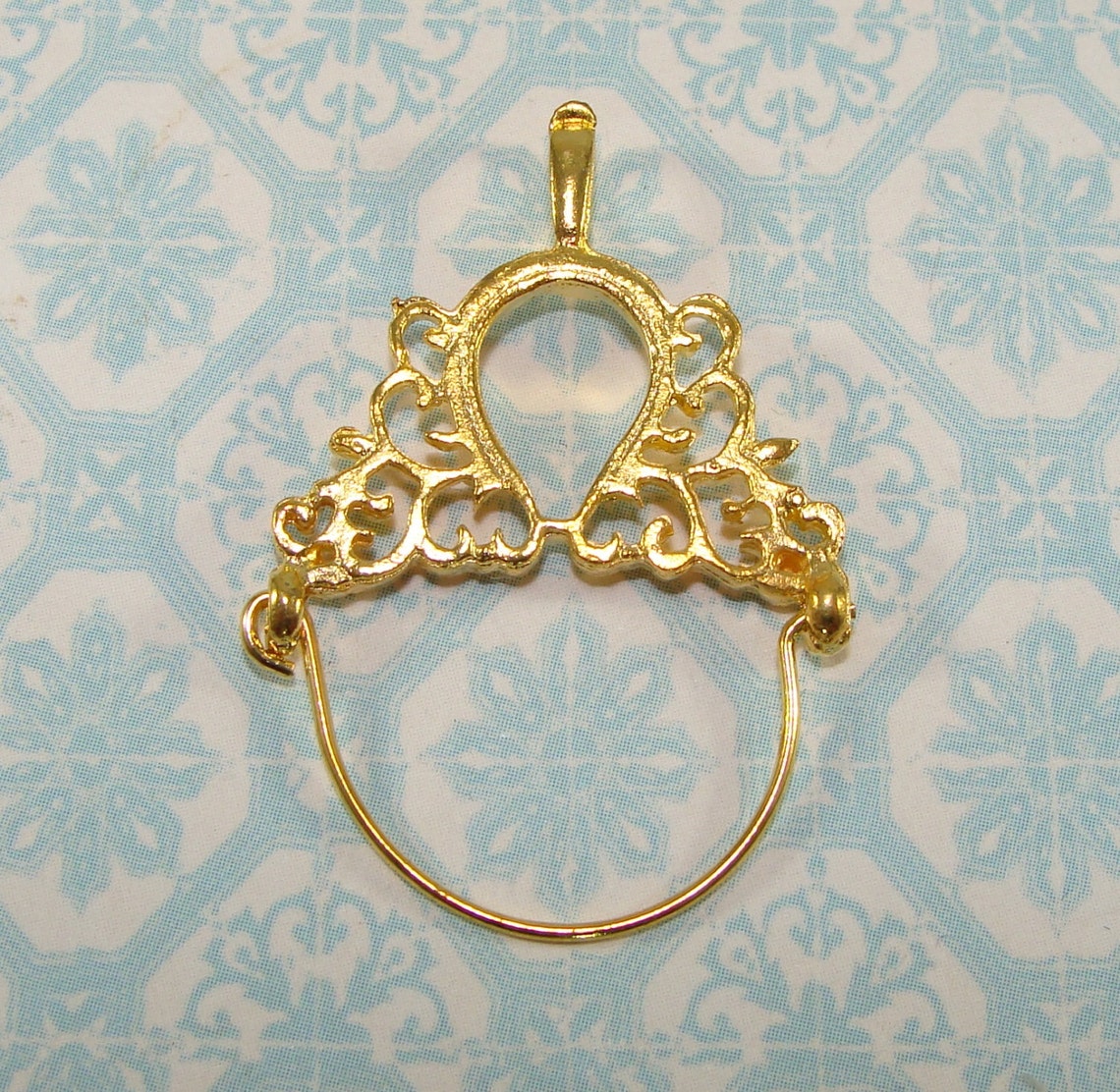 4 Fancy Scroll Charm Holders Gold Finish (17627) Vintage Filigree Style ...