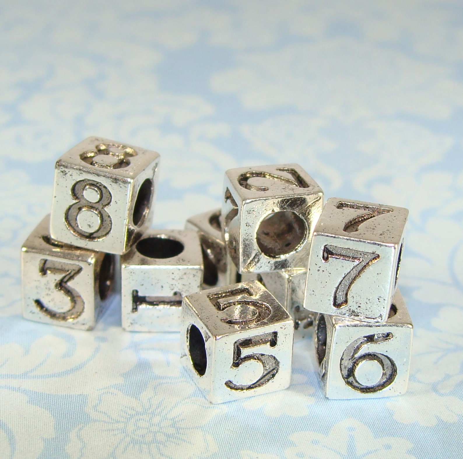 1 SILVER Cube NUMBER Bead 5mm Silver Plated Pewter USA Made - Jewelry ...