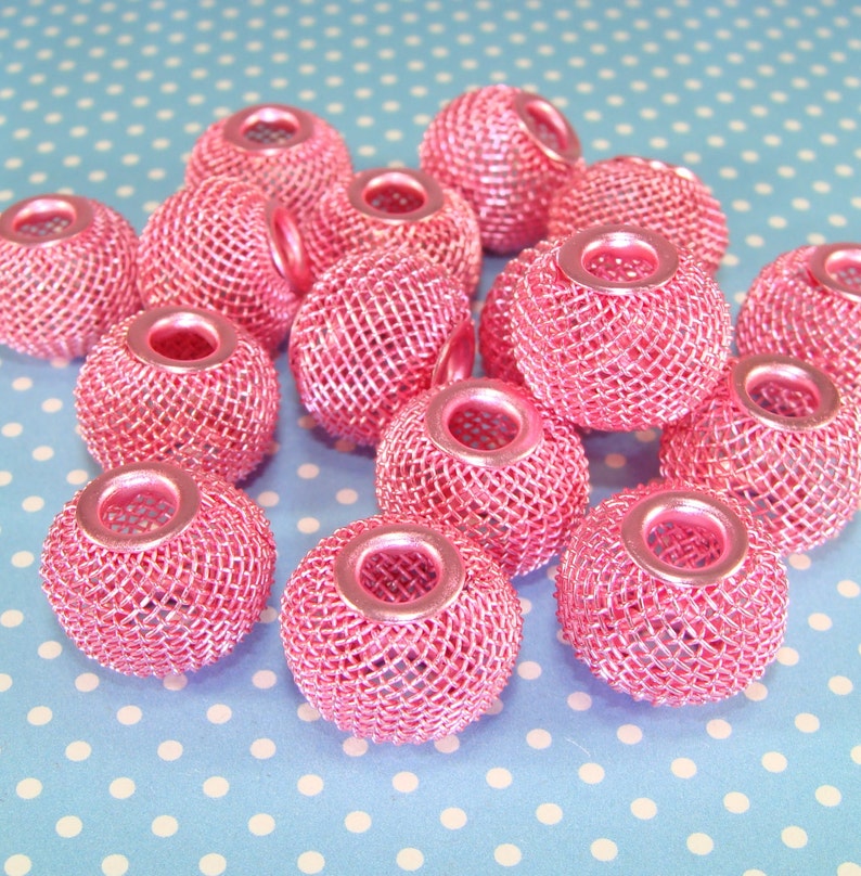 10 Pink Mesh Beads 16mm Round Beads 42723 Jewelry Supplies - Etsy