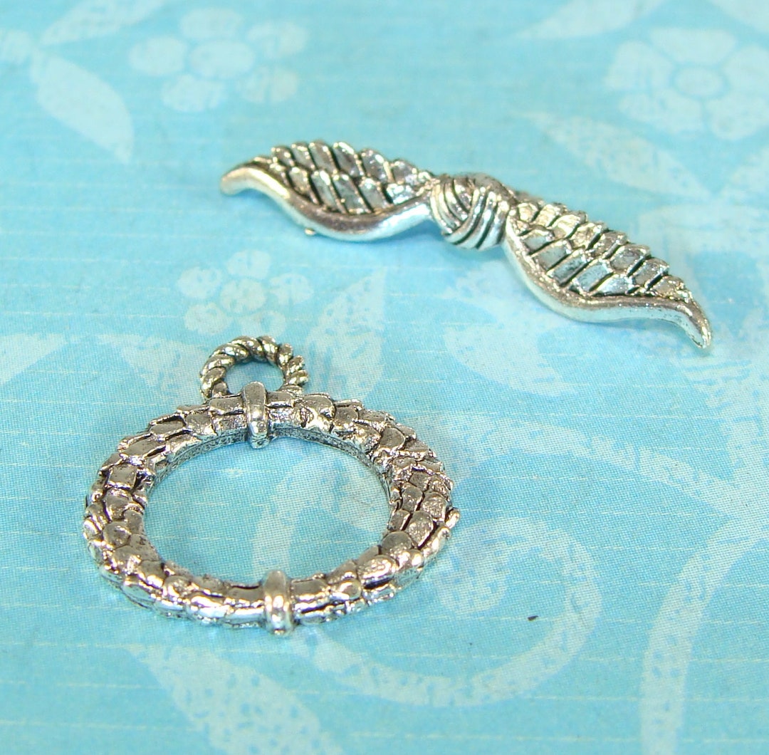 2 Winged Toggle Sets Silver Plated Pewter USA Made (42837) 25mm ...