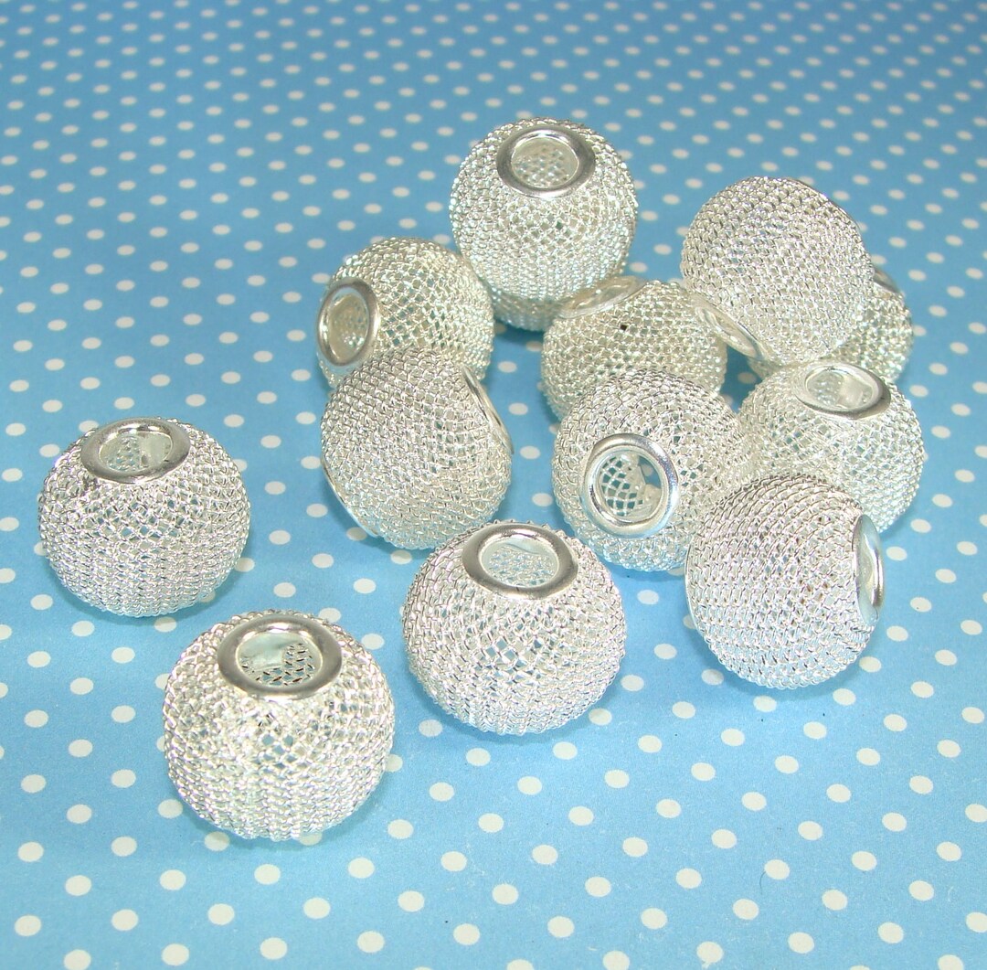 16mm Mesh Beads Silver 10 Pieces 42720 Silver Beads Jewelry Supplies ...