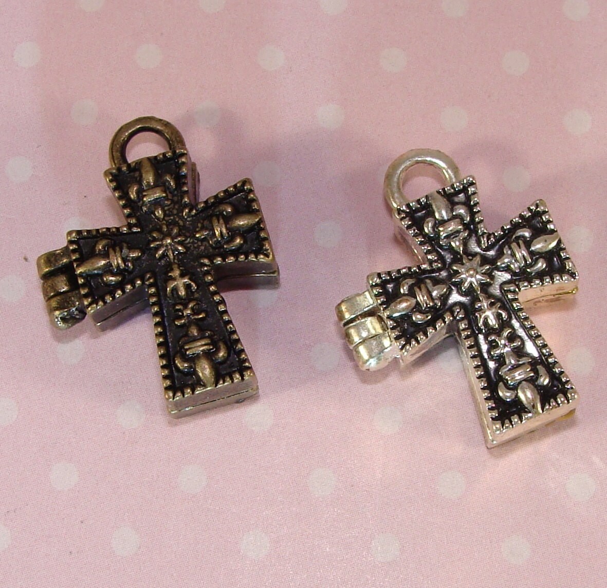 Cross Locket Charm Prayer Box Charm Secret Keeper Silver | Etsy