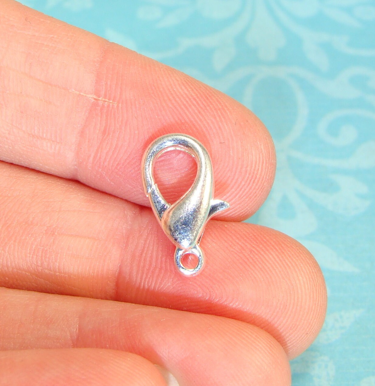 6 Silver Plated Lobster Clasps 15mm x 8mm Hinged Claw Clip | Etsy