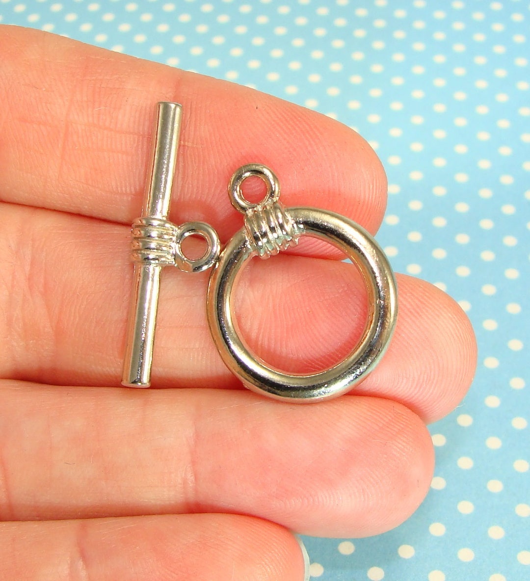 2 Large Toggle Sets Single Strand Silver Finish Nickel 24mm X 18mm USA ...