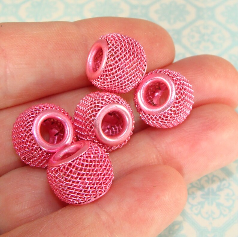 12 PINK Mesh Beads 12mm 42733 Large Hole Jewelry Supplies - Etsy