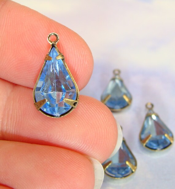12 Teardrop Light Blue Crystal Rhinestone Charms Resin Set | Etsy