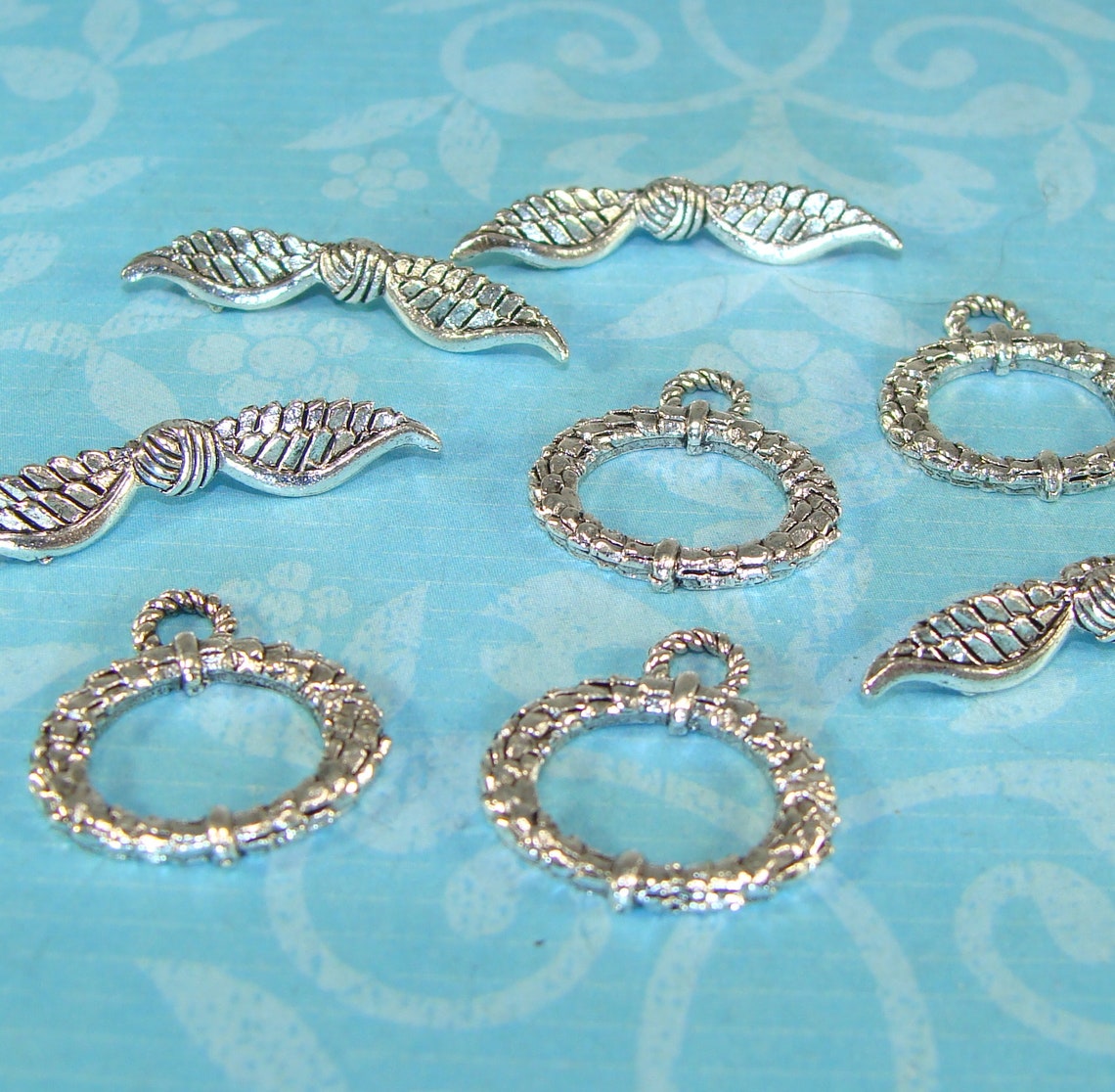 2 Winged Toggle Sets Silver Plated Pewter USA Made 42837 | Etsy