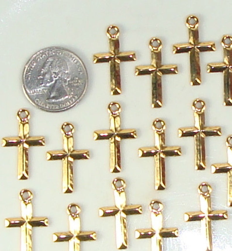 8 Gold Cross Charms Gold Plated Pewter USA Made 34064 Simple - Etsy