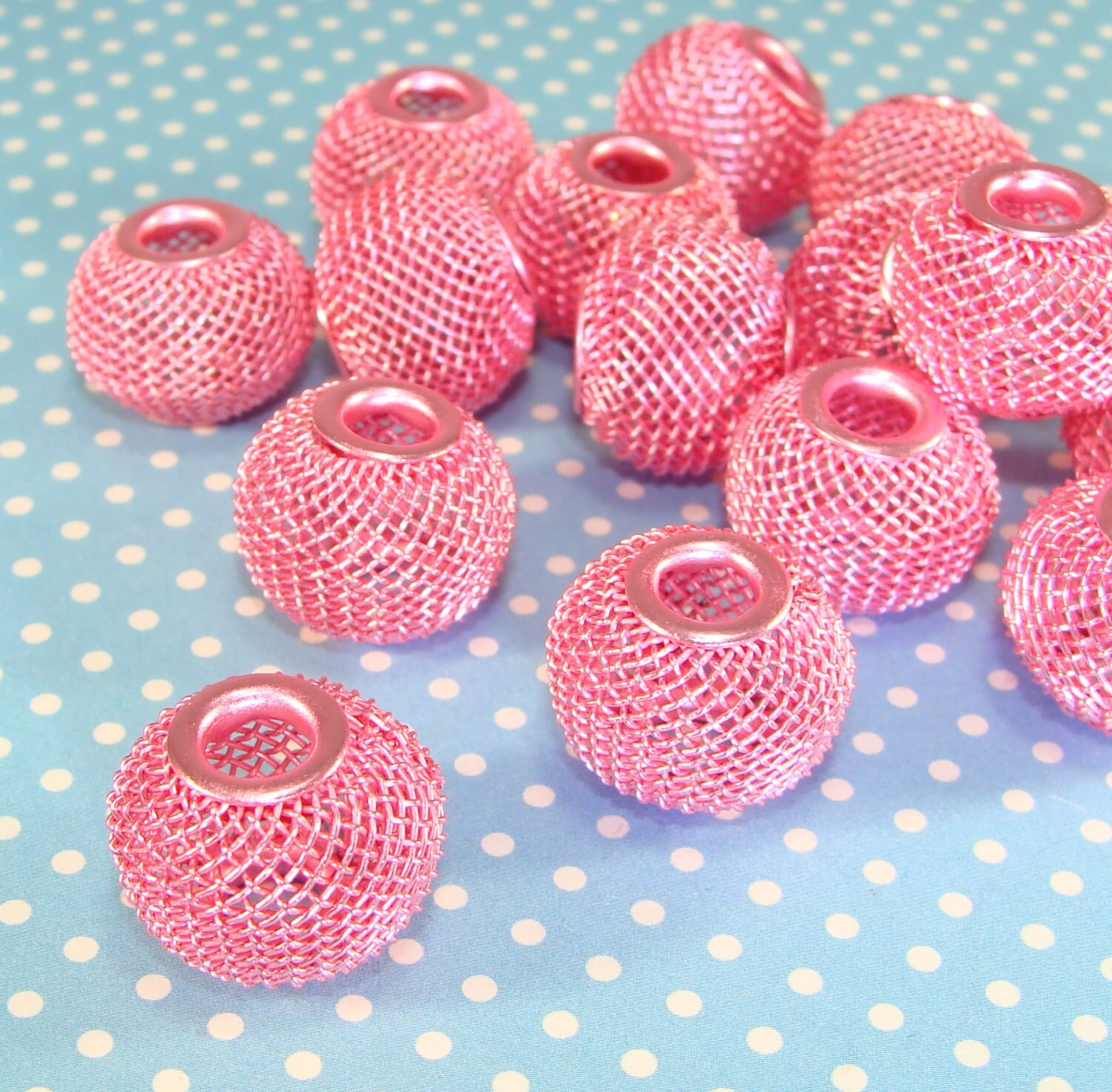 10 Pink Mesh Beads 16mm Round Beads 42723 Jewelry Supplies - Etsy
