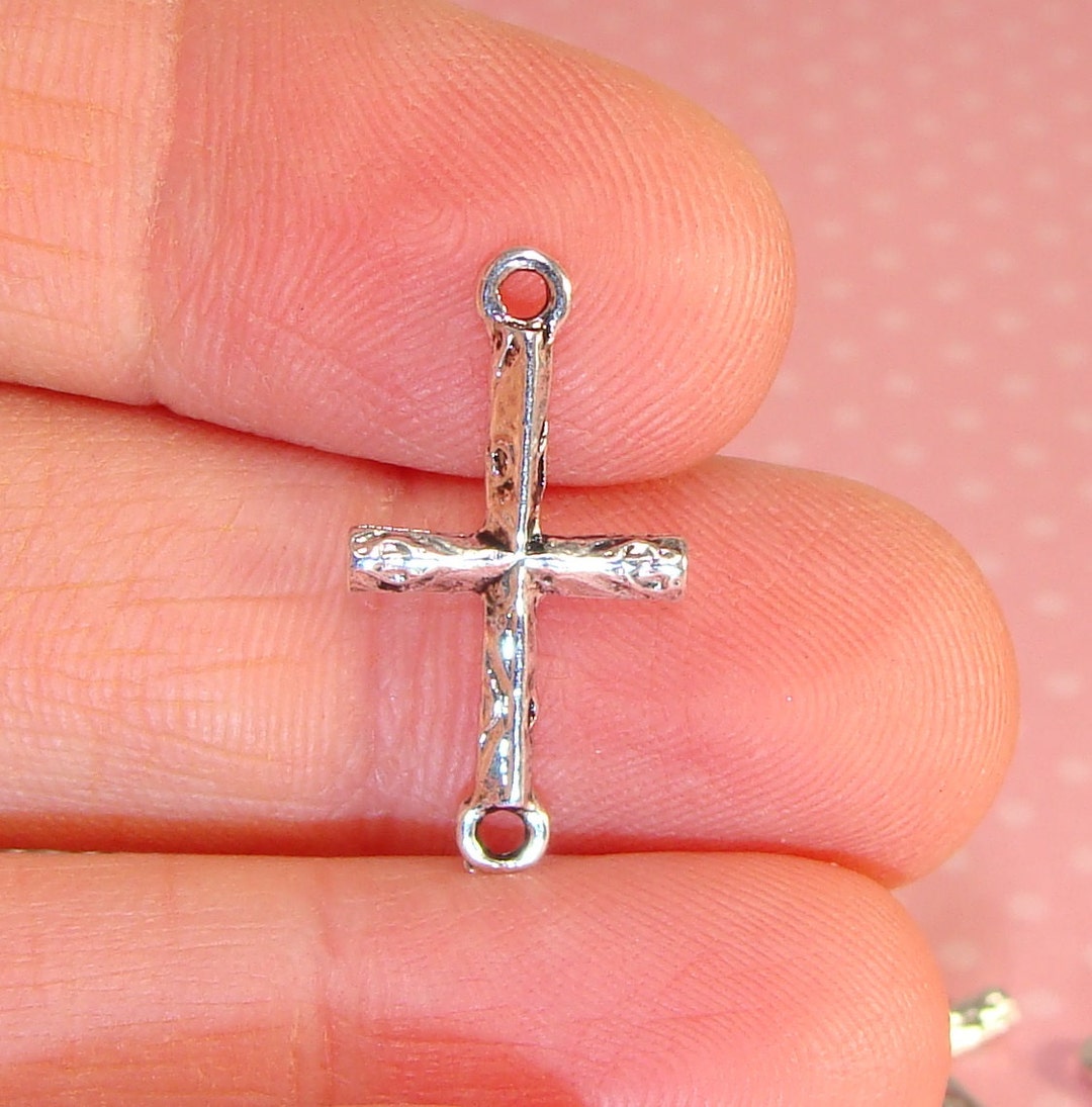 16 Tiny Silver Cross Charms Sideways Crosses 20mm X 12mm (42472 ...