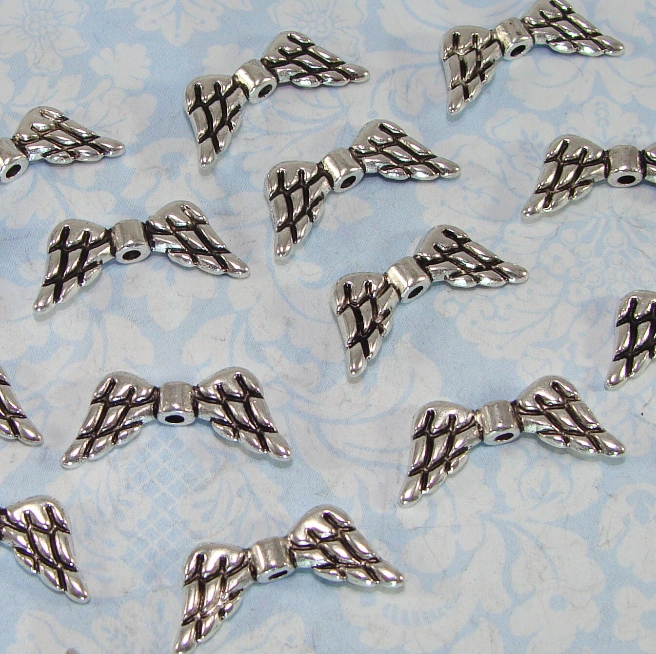 18 Angel Wing Beads 20mm Silver 41162 Large Fairy Wing | Etsy