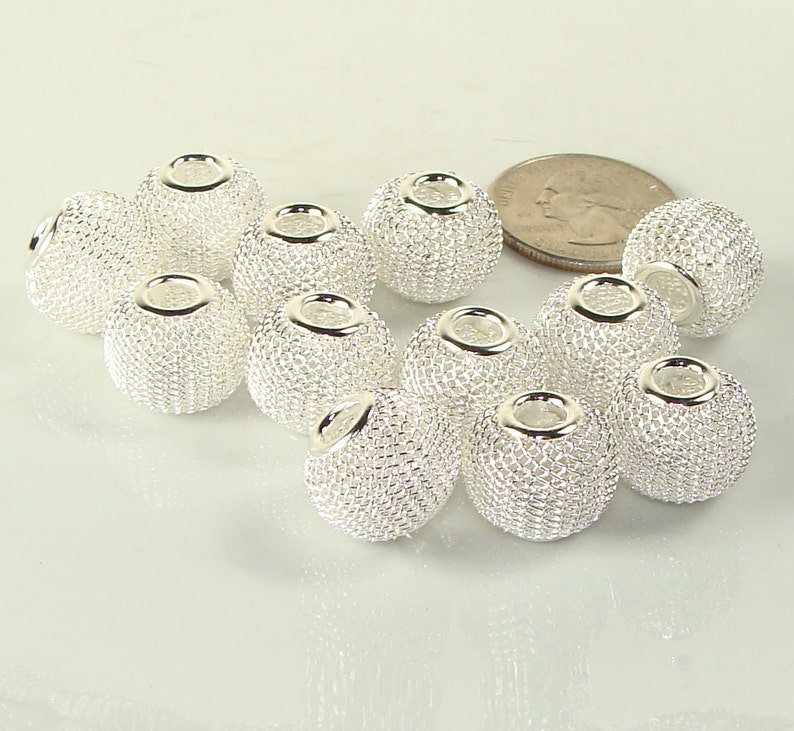 16mm Mesh Beads Silver 10 Pieces 42720 Silver Beads Jewelry | Etsy