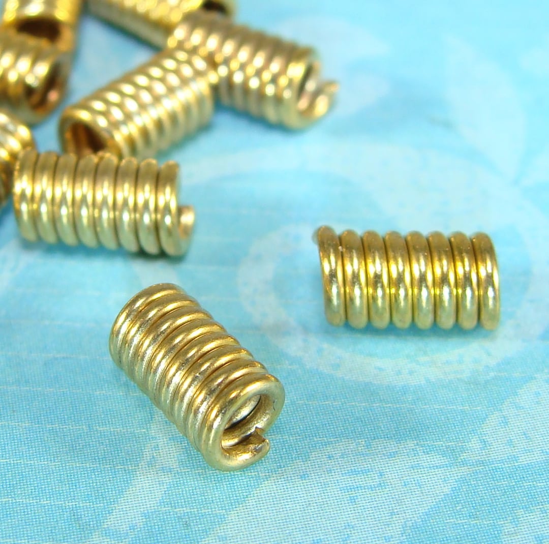 24 Gold Stop Spring Coil Crimp Ends 7mm Cord Tip Steel Jewelry - Etsy