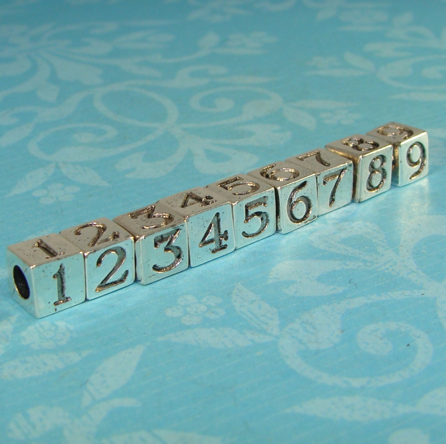 1 SILVER Cube NUMBER Bead 5mm Silver Plated Pewter USA Made - Jewelry ...